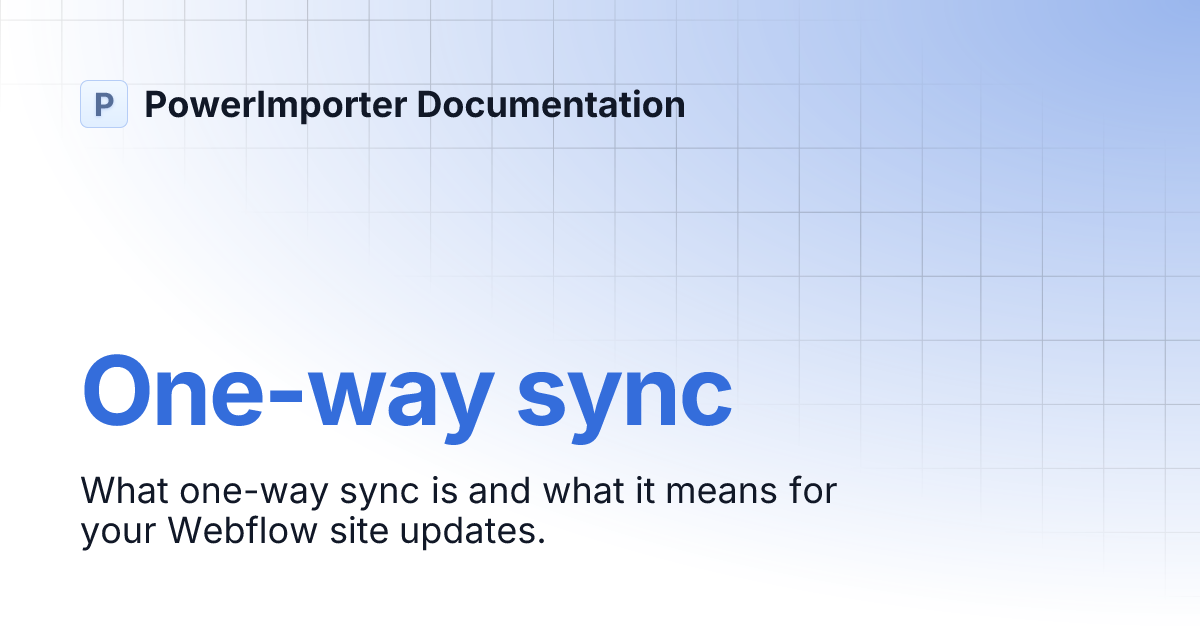 One-way sync | PowerImporter Documentation